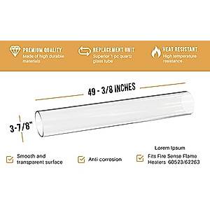 Fire Sense 61983 Pyramid Flame Heater Replacement Glass Flame Tube Includes Rubber Ring Fits with Items Pyramid Flame Finish Patio Heater - 60523 & 62263
