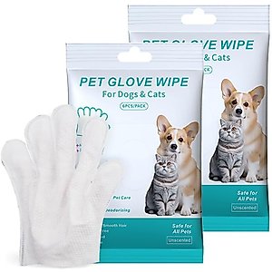 12PCS - Dog and Cat Cleaning Gloves, Cleaning Gloves for Dog and Cat Fur Face, Ear, Eye, Paws Cleaning Wipes，Pet Wash Free Gloves, Grooming Wipes for Pet No Rinse Thick Dog Wipes Gloves