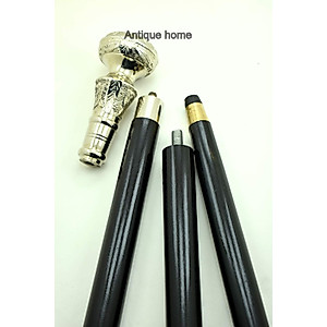 Antique home Nautical Gift Shop Handmade Brass Victorian Handle Wooden Walking Stick Cane A. silver