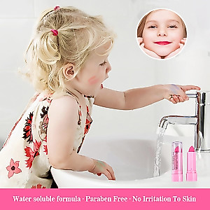 MAKE YOU UP 8Pcs Lip Glosses Care Set with Suitcase, Glitter Popsicle Shape Fruity Flavors Lip Glosses Lipsticks in Realistic Suitcase Toy for Kids Makeup Ages 5+, Non Toxic & Kids Friendly