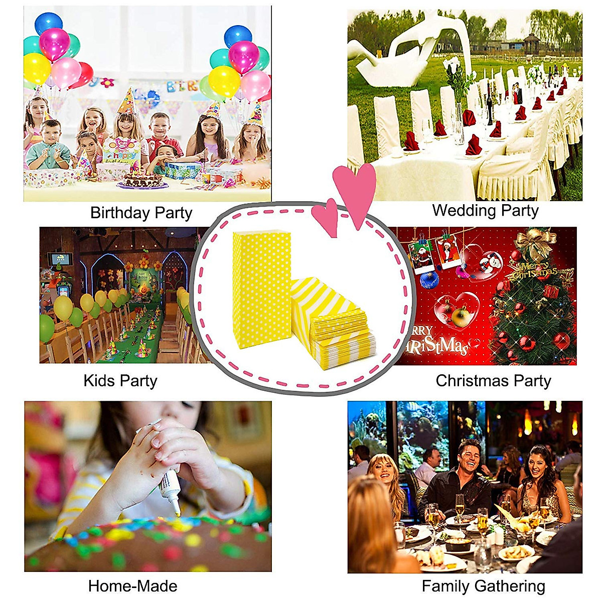 ADIDO EVA Red Striped Paper Bags Mini Party Goody Bags for Kids Birthday Party Supplies (50 CT 3.5×2.3×7 in)