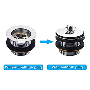 Drain Stopper Bathroom Sink Bathtub Accessories Hair Catcher Trap Strainer,Tub Stopper,Chrome Kitchen Sink Bathroom Bathtub Drain Cover Stopper Solid Metal Waste Plug with Chain