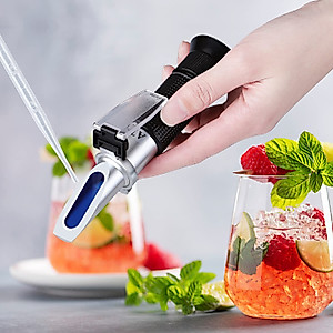 Brix Meter Refractometer 0~32%, LEERCHUANG Handheld Brix Refractometer Sugar Content Test, High Accurate Brix Measurement with ATC for Fruit Beverages & Juice
