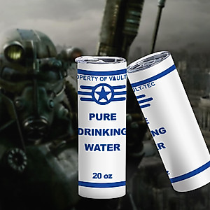 Pure Drinking Water Skinny Tumbler - Personalized Gifts for Fallout Merchandise Lover,20 Oz Insulated Water Bottle with Lid,Funny Tumbler for Fallout Lover,Mug,Unique Gifts for Women,Friend
