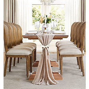 WARM HOME DESIGNS 35 x 288 Inch Nude Brown Chiffon Fabric. Use Luxurious Chiffon Material as Chiffon Table Runner, Wedding Arch Decorations, Window Scarf, Party Backdrop. CF Nude 288"