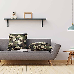 Beabes Pillow Cases Fashion Black Brown Green Camo Seamless Pattern Pack of 2,Decorative Throw Pillow Covers for Couch Bedroom Living for Girl Boy 18X18 Inch