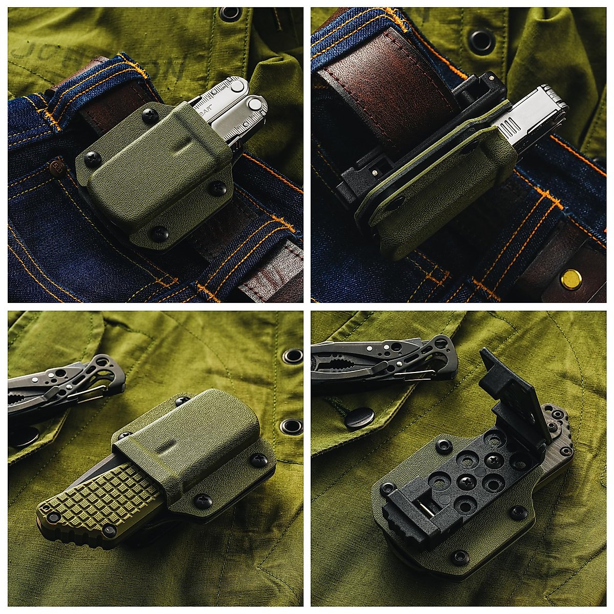 TACTICAL GEEK TX3 Multi-Tool Sheath, Multi Tool Holster, Thickness Adjustable Multi-Tool Holder with Back Clip for Belt, Multi-Tool not Included(Green)