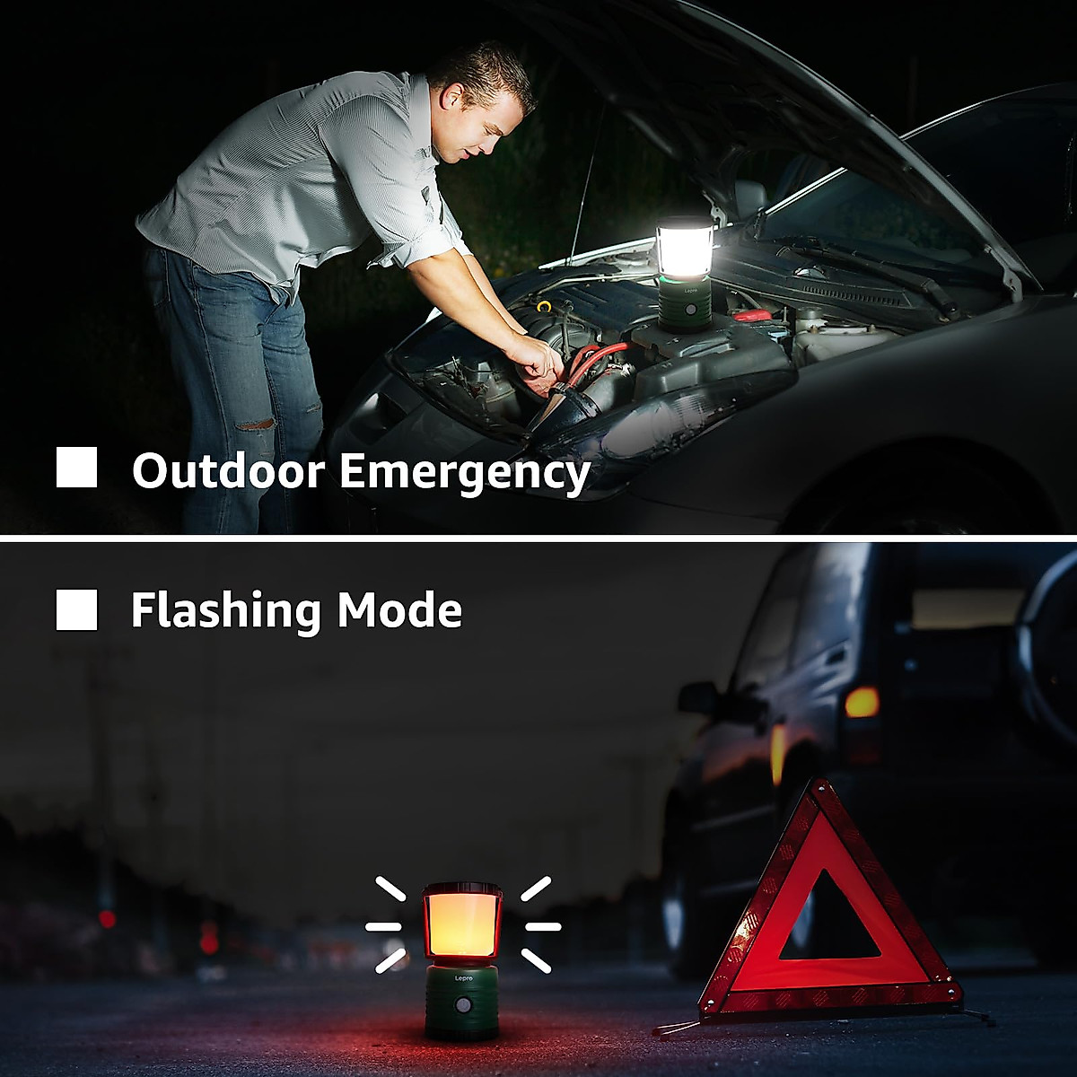 Lepro Lantern Camping Lantern, Battery Powered LED with 1500LM, 4 Light Modes, Waterproof Tent Light, Lantern Flashlight for Hurricane, Emergency Light, Survival Kit, Storms, Outages, Fishing, Hiking