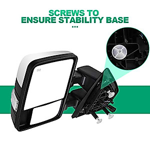 AUTOMUTO Towing Mirrors Left and Right Side Tow Mirrors Power Adjusted Heated Turn Signal Puddle Width Auxiliary Light Chrome Housing Fit Compatible with 2004-2014 For Ford For F-150 Pickup Truck