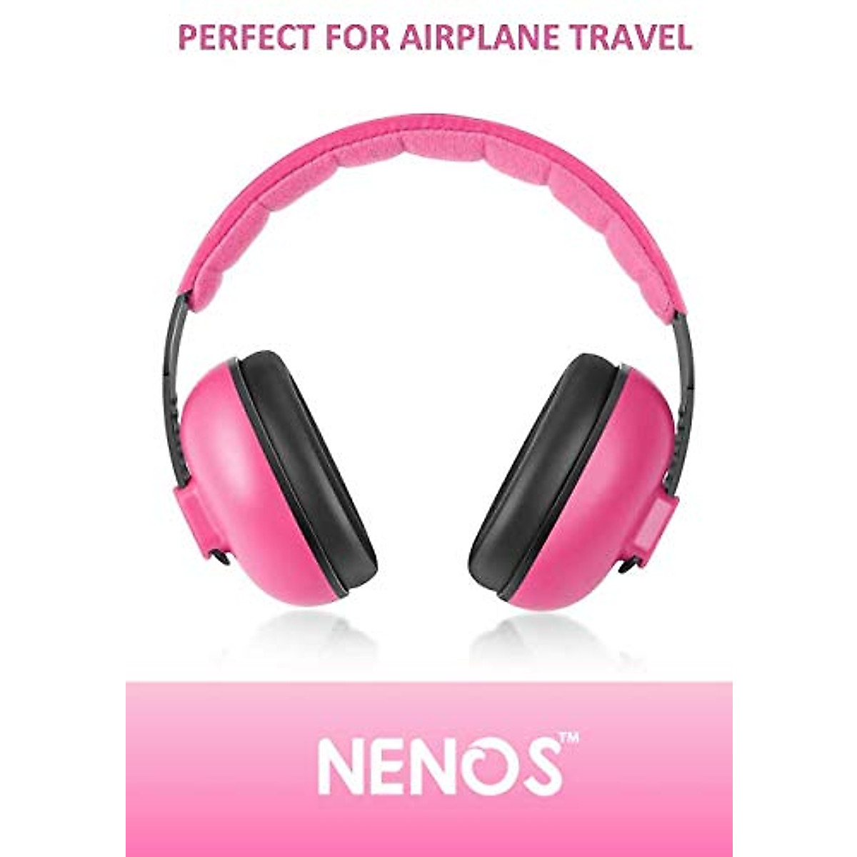 NENOS Baby Ear Protection Earmuffs for Babies Toddler Noise Cancelling Ages 3-24 Months (Pink)