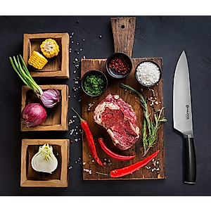 GEAR DISTRICT 8" Professional Chef Knife - High Carbon German Steel, Razor-Sharp Blade, Ergonomic Handle, Full Tang Design, Includes Hand Deodorizer