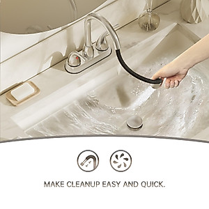 Phiestina Pull Down Sprayer Chrome 4 Inch Bathroom Faucet，3 Hole Centerset Pull Out Bathroom Sink Faucet，with 360 Swivel Spout，Metal Pop-Up Drain and Water Supply Lines，BF04007-B11-C