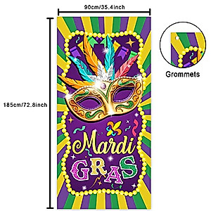 Mardi Gras Masquerade Masks Purple Green Gold Decorations Favors Banner Background Backdrop Crown Theme Decor for Carnival Mardi Gras Party New Orleans Party King Cake Party Birthday Party Supplies