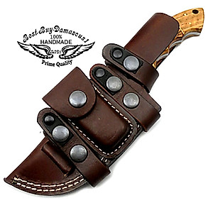 Best.Buy.Damascus1 Olive Wood 9.5'' Tracker Fixed Blade Handmade Damascus Steel Hunting Knife With Prime Quality