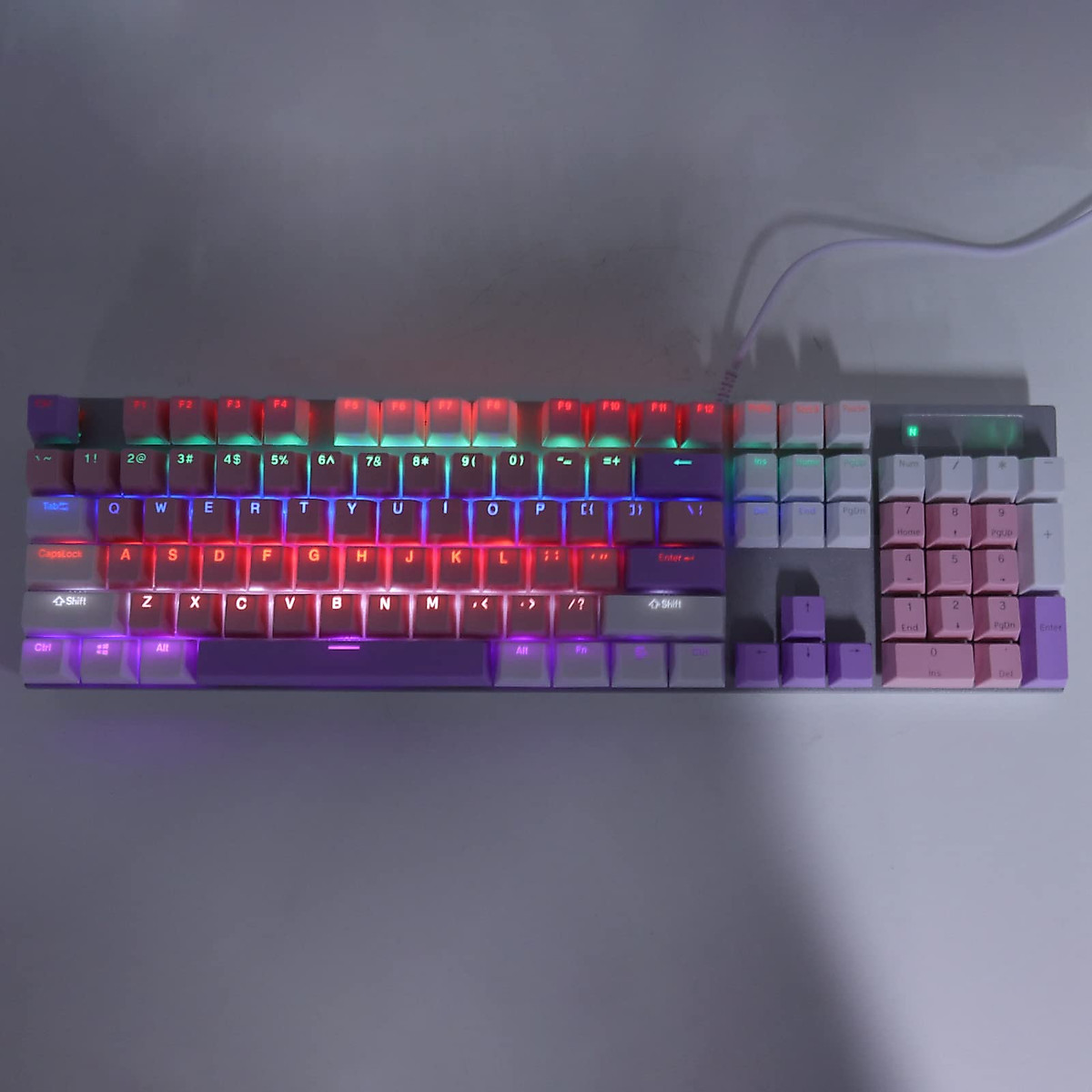 Huleo Mechanical Gaming Keyboard, 26 Backlight Modes 104key Mechanical Keyboard for PC Blue Switch