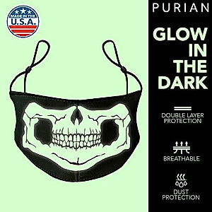 PURIAN Kids Reusable Face Mask, Glow in the Dark Child Holiday Mask USA MADE