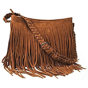 Ayliss® Hippie Suede Fringe Tassel Messenger Bag Women Hobo Shoulder Bags Crossbody Handbag,Brown