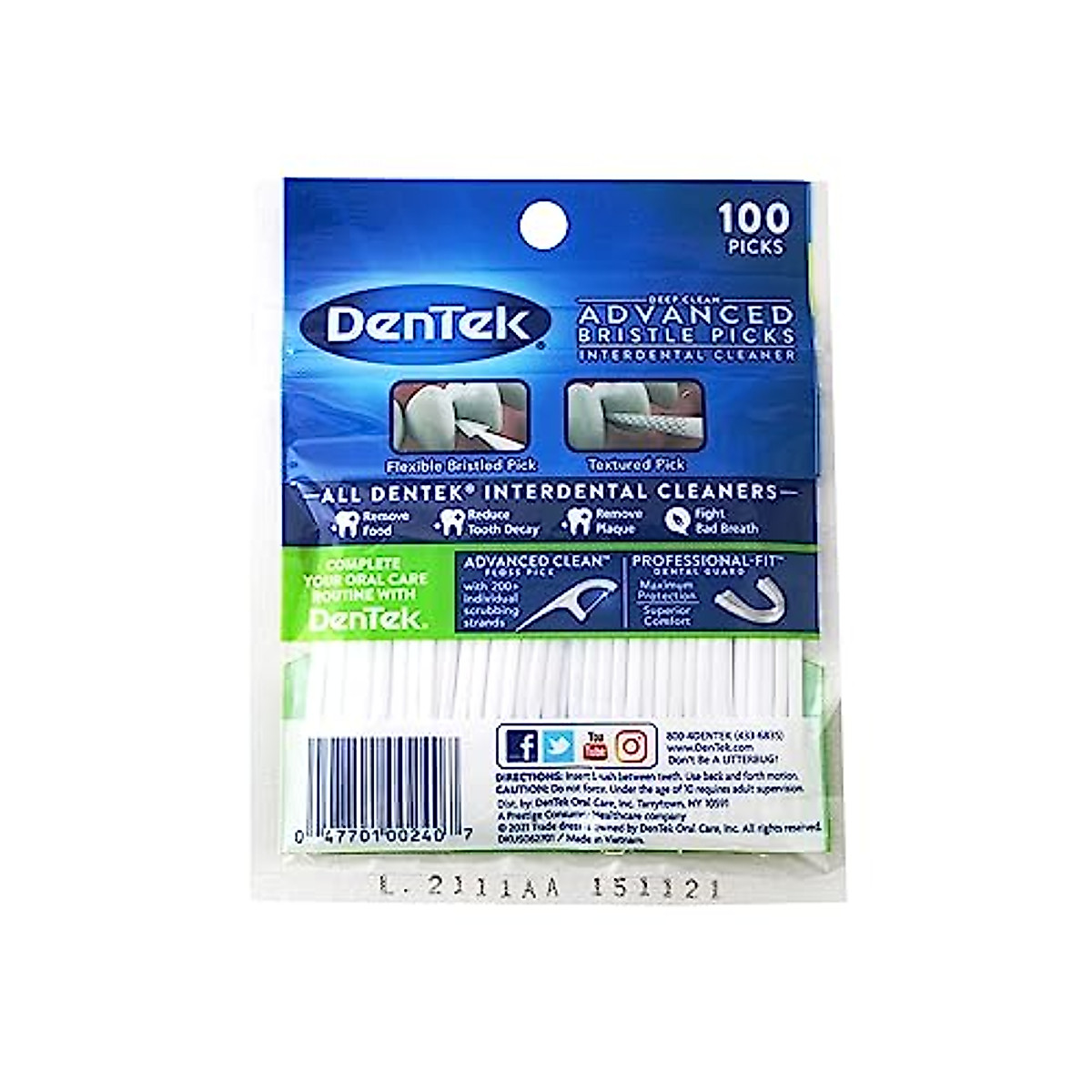 DenTek Deep Clean Bristle Picks Two Packs of 100 Each