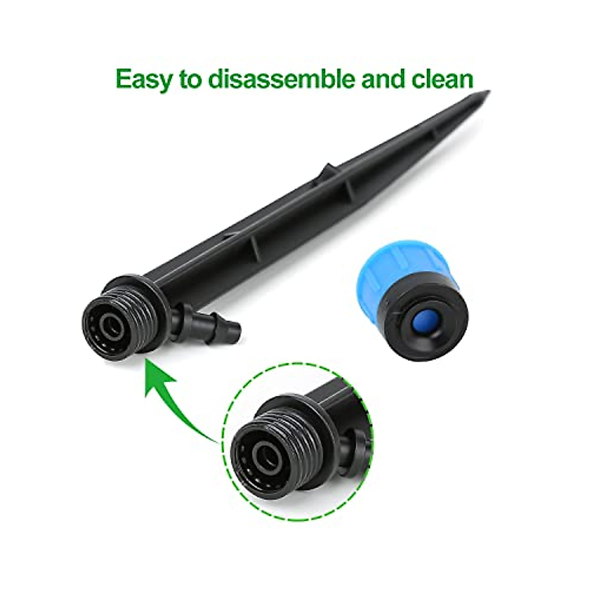 Yulaiyoen 50 Pack Drip Irrigation Emitters Adjustable Irrigation Dripper 360 Degree Full Circle Pattern Water Flow Bubbler with Stake for 1/4 inch Irrigation Hose for Garden Greenhouse Vegetable