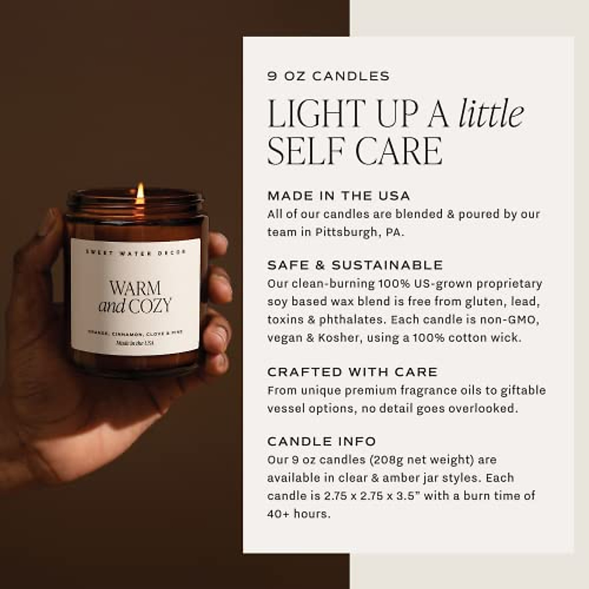 Sweet Water Decor, Be Still and Know, Sea Salt, Jasmine, Cream, and Wood Scented Soy Wax Candle for Home | 9oz Clear Jar, 40 Hour Burn Time, Made in the USA