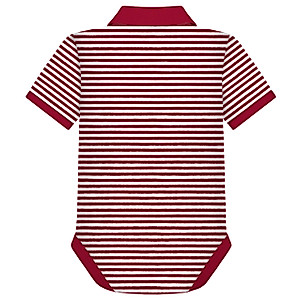 College Baby Stanford University Newborn Infant Baby Striped Polo Bodysuit, Crimson/White, for Boys & Girls, 3-6 Months