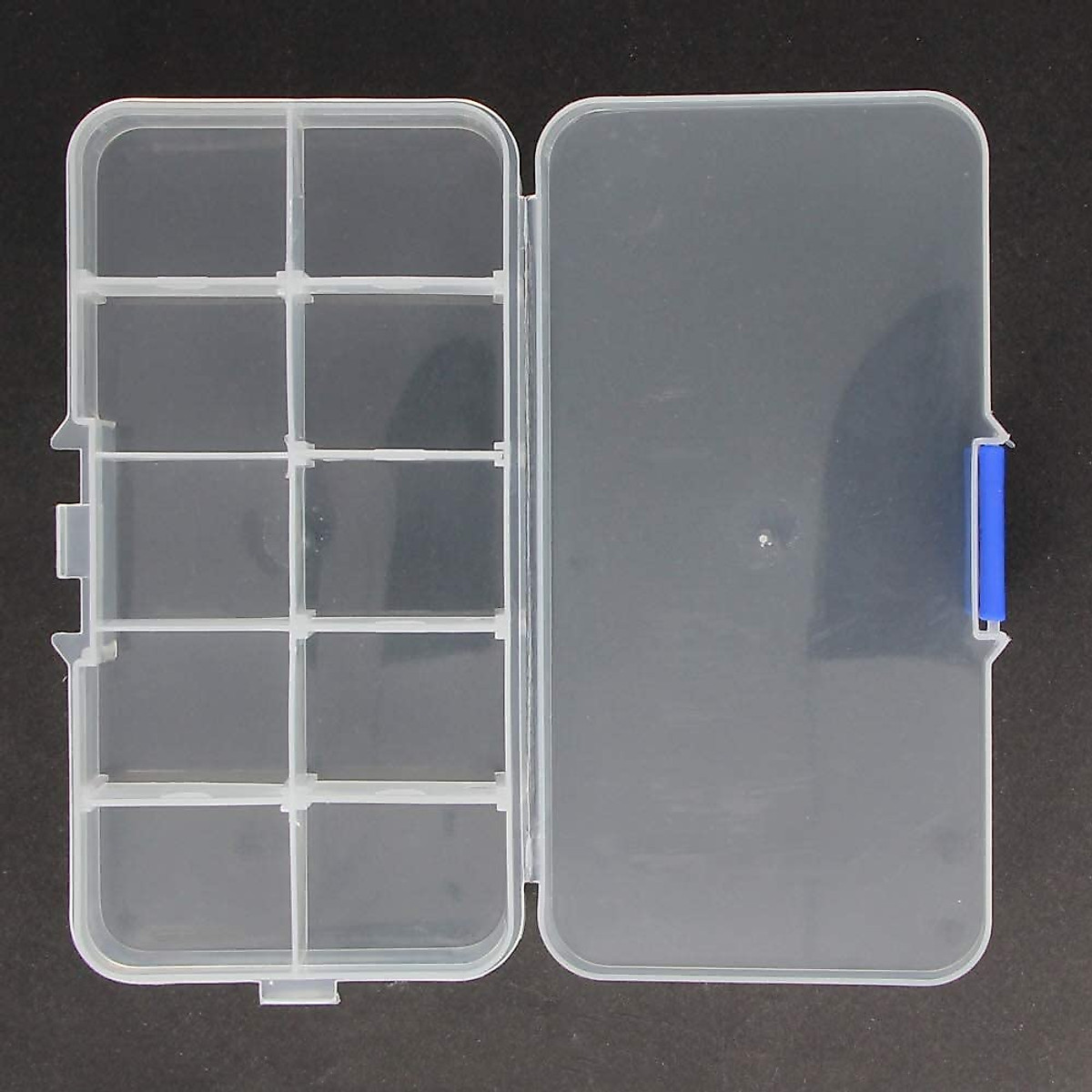Jutagoss Plastic String Organizer Box With Dividers, 5.12x2.76x0.87 inch,10 Mpartment Craft Storage Containers, 4PCS Bead Tackle Bolt Screw Small Parts Rock Collection Box.