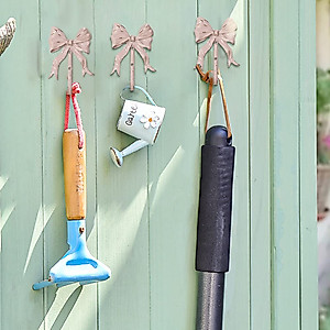 BOOMLATU Shabby Chic Large Wall Mounted Bow Coat Hook,Decorative Pink Wall Hook for Scarf, Bag, Towel, Hat etc for Living Room Kitchen Bathroom Office Pack of 3