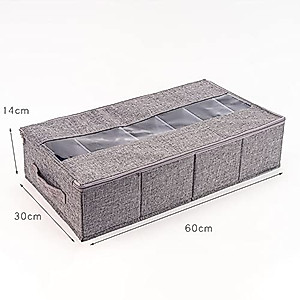 XINXA.XYZ Under Bed Storage Box Set of 2 Bedside Storage Box with Handle and Zipper for 12 Pairs of Shoes, Foldable Under-bed Multipurpose Storage Box (Grey)