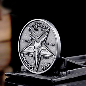 MKIOPNM Satanic Lucifer Morning Star Coin Pentecostal Badge Jesus Cross Coins