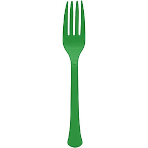 Festive Green Plastic Heavy Weight Forks (50 Count) - Premium Disposable Plastic Cutlery, Perfect for Home Use and All Kinds of Occasions