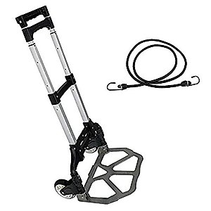 Smartxchoices Folding Hand Truck, Dolly Cart with Wheels & Telescoping Handle, Bungee Cord, Portable Aluminum Luggage Cart, Personal Trolley for Indoor Outdoor Travel Shopping Moving, 176 lb Capacity