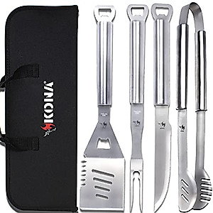 Kona BBQ Grill Tools Set with Case - 18 inches Long to Keep Hands Away from Heat, Premium Stainless Steel Grilling Utensils with Bottle Opener Handles - Makes A Great Gift
