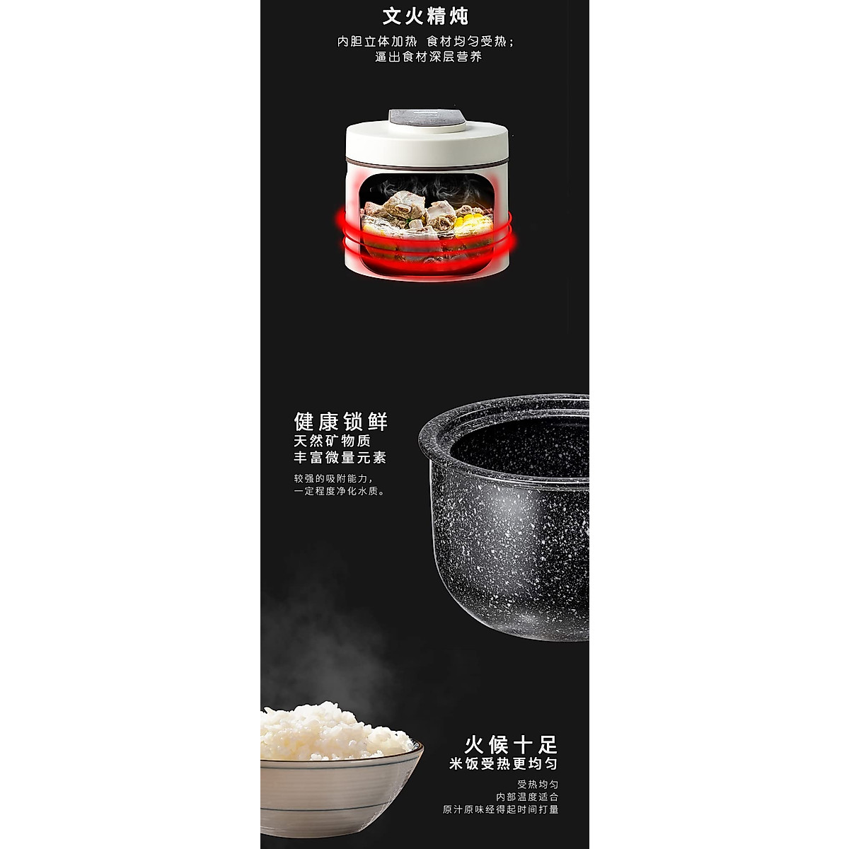 SanYuan Rice Cooker w/Ceramic Inner Pot, 3L Multi-function Cooker, Soup, Congee, and Porridge, Healthy Ceramic Pot, Cook Up to 5Cups Uncooked Rice, CFXB30PC-A10, White, 3L, 5Cup