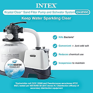 Intex 14 Inch Krystal Clear 1500 GPH Saltwater System and Sand Filter Pump for Above Ground Pools with Automatic Timer and 6-Function Control