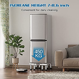 SEISSO Fridge Stand-Upgraded 8 Heavy Duty Feet Adjustable Dryer Stand Increase 7-8.6inch Height Max Load 992LB/450KG Base Stand for Washer Refrigerator Washing Machine Dryer