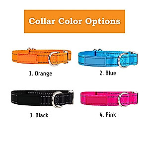 PAWBLEFY Personalized Dog Collars - Reflective Nylon Collar Customized with Name and Phone Number - Adjustable Sizes for Small Dogs, Medium, and Large - 4 Colors for Male Female boy Girl Puppies