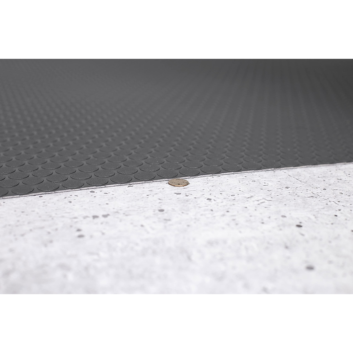 G-Floor Seamless Sheet Vinyl Shed Flooring Cover with Bonded Fibrous Backing - Small Coin Pattern (8' x 8', Slate Grey)