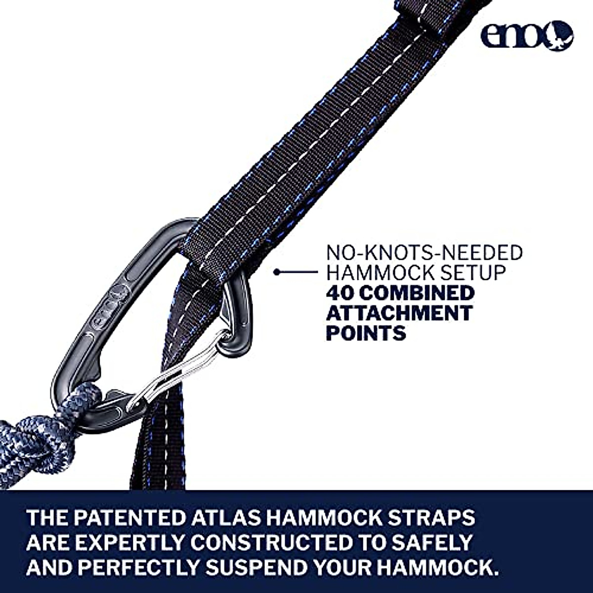 ENO, Eagles Nest Outfitters Atlas XL Hammock Straps Suspension System with Storage Bag, 400 LB Capacity, 13'6" x 1.5/.75"