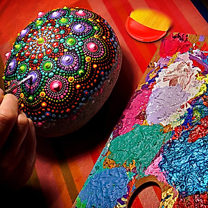 8 Pieces Flat Brush Applicator Artist Drawing Brush Diamond Art Brush for Christmas DIY Craft Gesso, Oil Paint, Acrylic Painting, Watercolor, Furniture Brush Cleaner (Red and Gold)