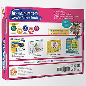 ButterflyEduFields Wooden Alphabets Numbers Construction Puzzle for Kids 3 Years 4 5 Years Boys Girls Preschool Learning Pack | Stacking Blocks Shape Colour Sorter Pegboard Kit