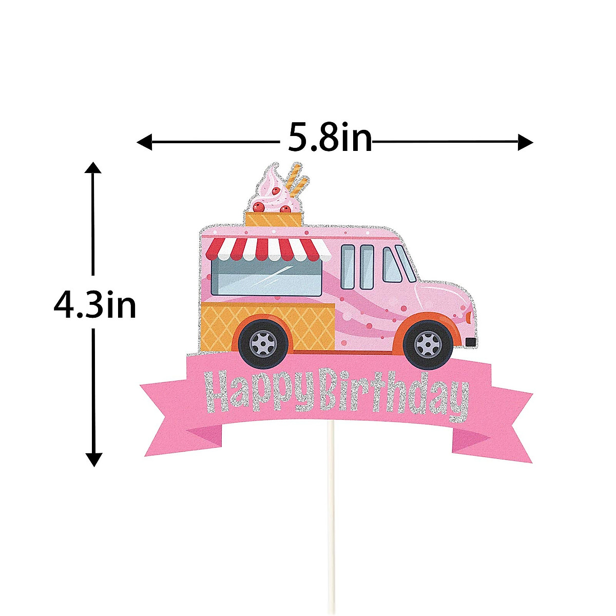 Ice Cream Truck Happy Birthday Cake Topper, Ice Cream Truck Cake Decor, Summer Birthday Party Supplies, Summer Ice Cream Themed Party Decoration