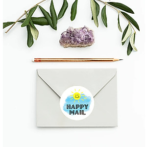 smar chalkboard sticker Happy Mail Stickers Large 1.5 inch Cute Mail Small Business Labels with Smile Shipping Thank You Stickers for