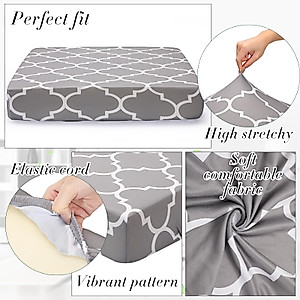 Newwiee 8 Pcs Patio Stretch Sofa Cushion Cover Outdoor Cushion Cover Replacement Patio Furniture Cushions Couch Slipcovers Chair Seat Cover Soft Flexibility Protector (Gray)