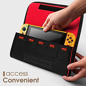 Red Cock Rooster Carrying Case for Switch Console Storage Bag Holder Game Accessories with Card Slot