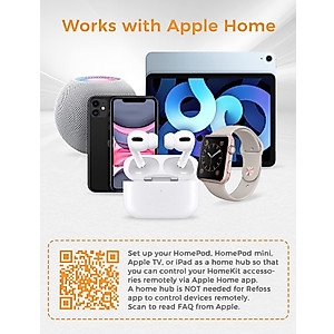 Smart Plug WiFi Outlet Work with Apple HomeKit, Siri, Alexa, Google Home, Refoss Smart Socket with Timer Function, Remote Control, No Hub Required, 15A, 2 Pack