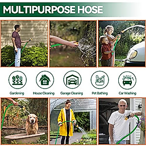 SHEMKAR Expandable Garden Hose 50FT,Retractable Flexible Water Hose with Latex Core 3/4" Solid Brass Fittings,Lightweight Expanding Hose,No-Kink Collapsible Outdoor Yard Hose Car Wash Hose