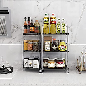 JANUS LiANG 3-Tier Corner Bathroom Organizer Countertop - Makeup Perfume Storage Standing Shelf Bathroom Tray or Kitchen Spice Rack, Black and Silver