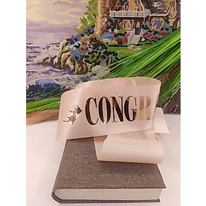 Congratulations Sash for Girl Women,Rose Gold Satin Gold Foil Glitter Sash,Birthday,Wedding, Retirement,Graduation,Job,Promotion Celebration,Award Ceremony,Baby Shower Party Sign Decorations Gifts