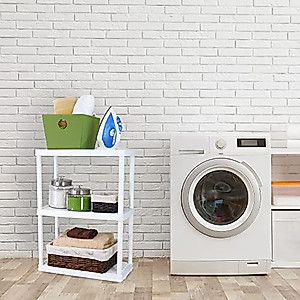 Gracious Living 3 Tier Storage Shelving Unit Organizers with Interlocking System for Garage, Playroom, Attic, and More, White (2 Pack)