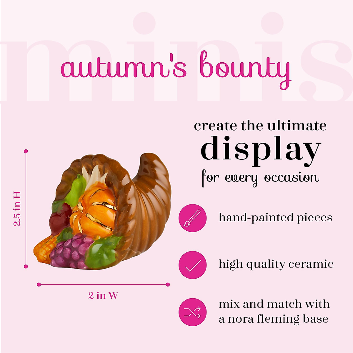 Nora Fleming Autumn's Bounty - Hand-Painted Ceramic Thanksgiving Decor - Fall Minis for The Home and Office
